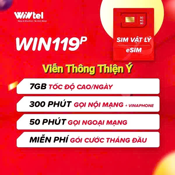 SIM WINTEL 4G WIN119P 210GB/THÁNG+50P NGOẠI MẠNG{GỌI VINAPHONE MIỄN PHÍ ...