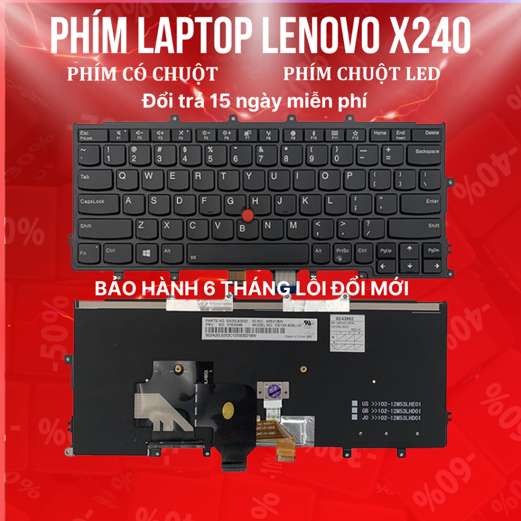 Bàn phím Laptop Lenovo Thinkpad X240 X240s X250 X260 X270, 04Y0910 Phím ...