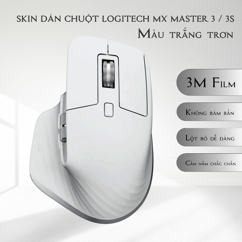 Skin dán chuột Logitech MX Master 2, 2s, 3, 3s màu trắng tinh khôi ...