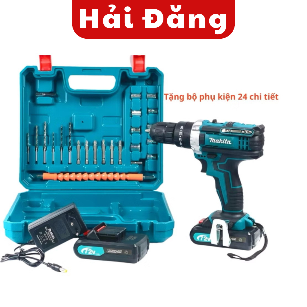 Máy Khoan Pin Makita 72V – 3 Chức Năng Khoan Tường, Bắt Vít, Khoan Sắt – Kèm Bộ 24 Phụ Kiện ...
