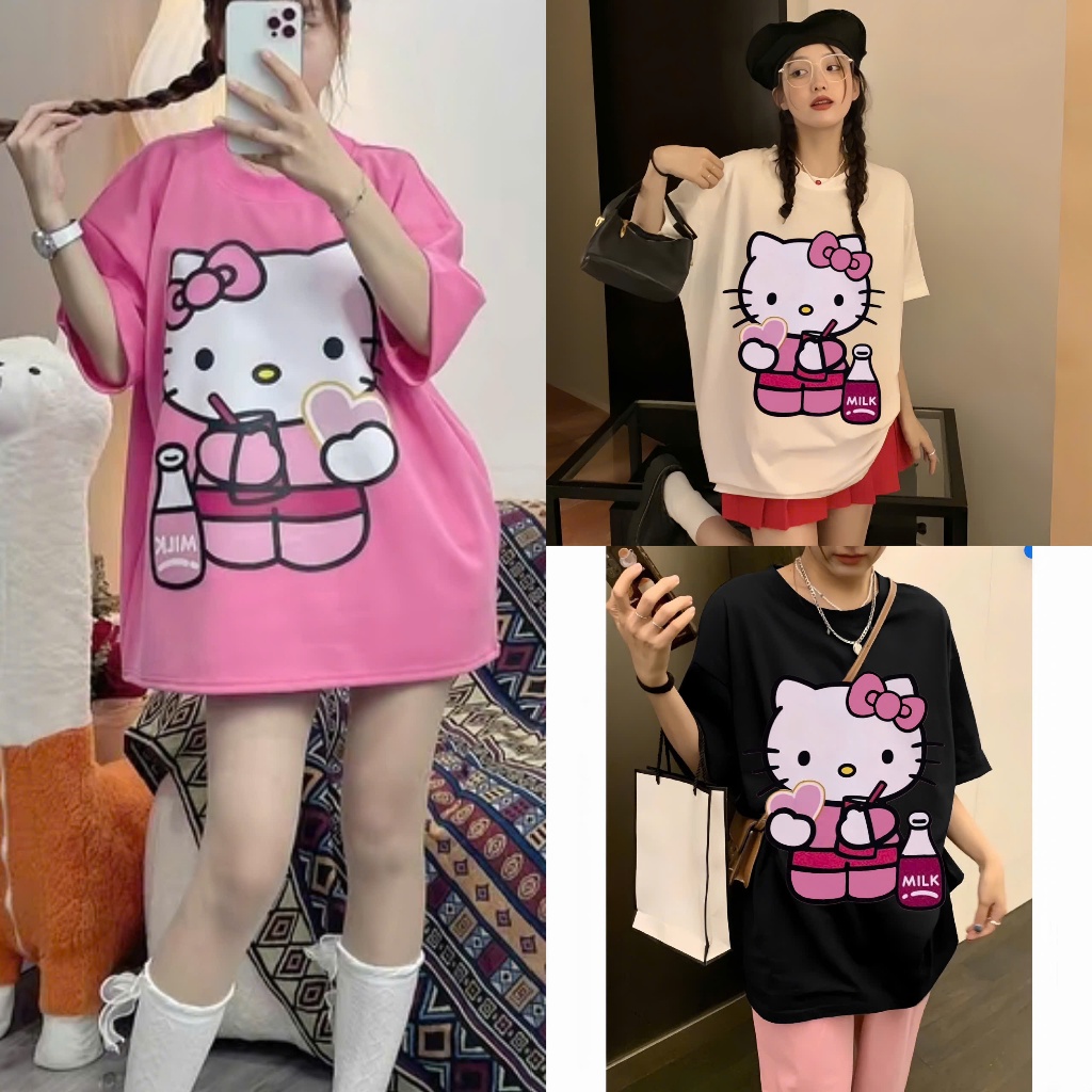 Combo 3 áo thun in hình Hello kitty dễ thương fom rộng chất vải mềm mịn ...