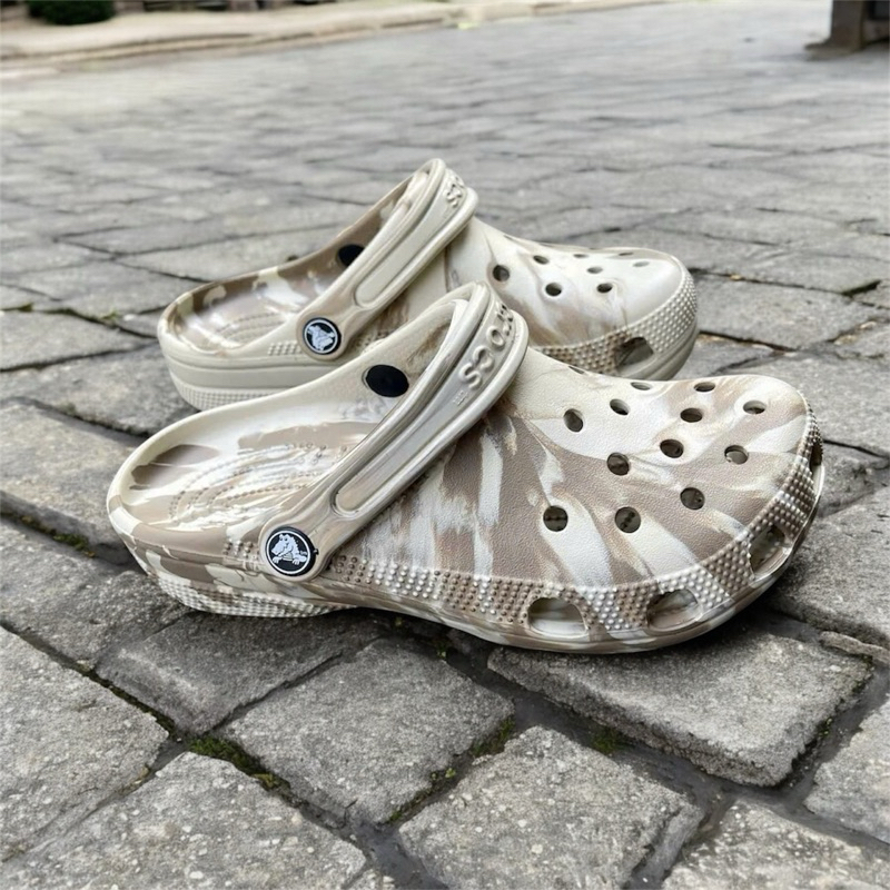 [Hàng nguyên A] Dép crocs loang màu nâu loang, crocs clog unisex, có ...
