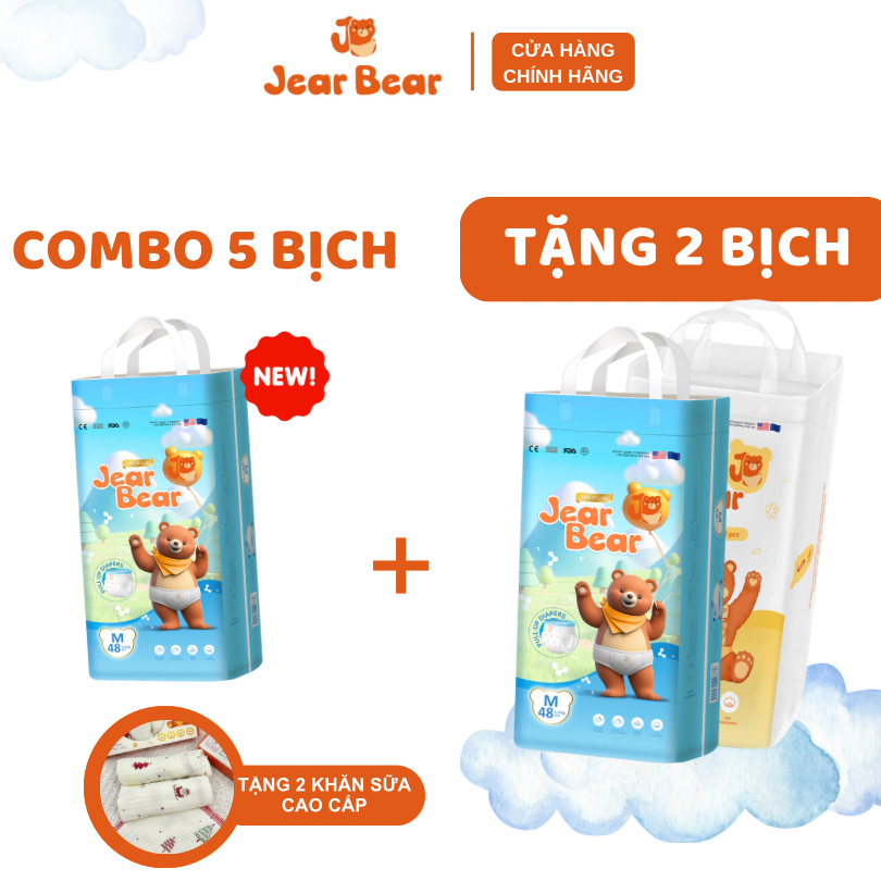 [MỚI - MUA 5 TẶNG 2] Nhận về 7 bịch tã dán/ bỉm quần JearBear cao cấp ...