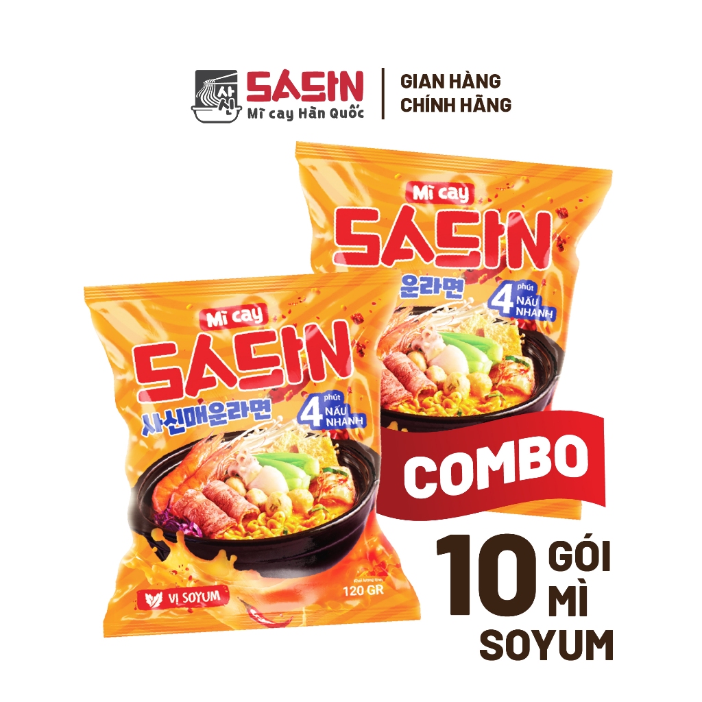 Combo 10 gói mì cay Sasin vị soyum BSET0118 | Shopee Việt Nam