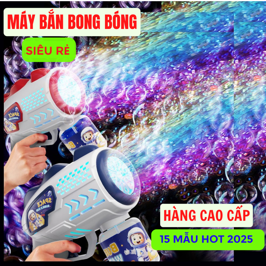 (Rẻ) Máy bắn bong bóng xà phòng, s.úng bắn bong bóng 20 nòng, dùng PIN ...