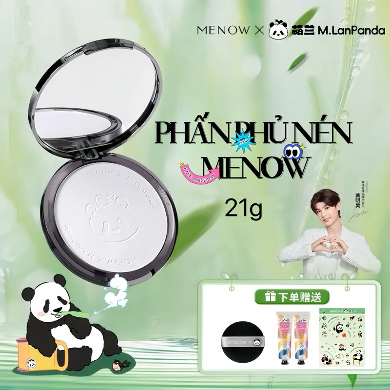 [𝐌𝐄𝐍𝐎𝐖] Phấn phủ nén Menow gấu trúc 21g (Tặng kèm quà) | Shopee Việt Nam