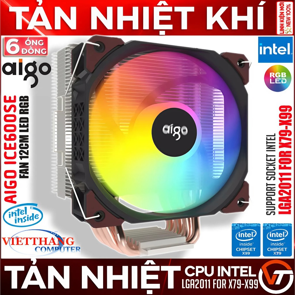 Tản nhiệt khí CPU AIGO ICE600SE 6P1F Fan 12cm Led FixColor 6 ống đồng ...