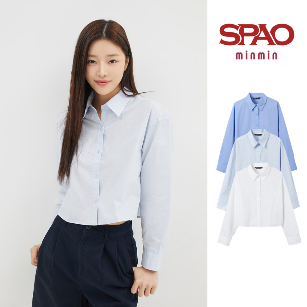 [AUTHENTIC 100%] Sơ mi Croptop Spao tay dài SPYWD49G01 chất cotton thoáng mát phong cách chính ...
