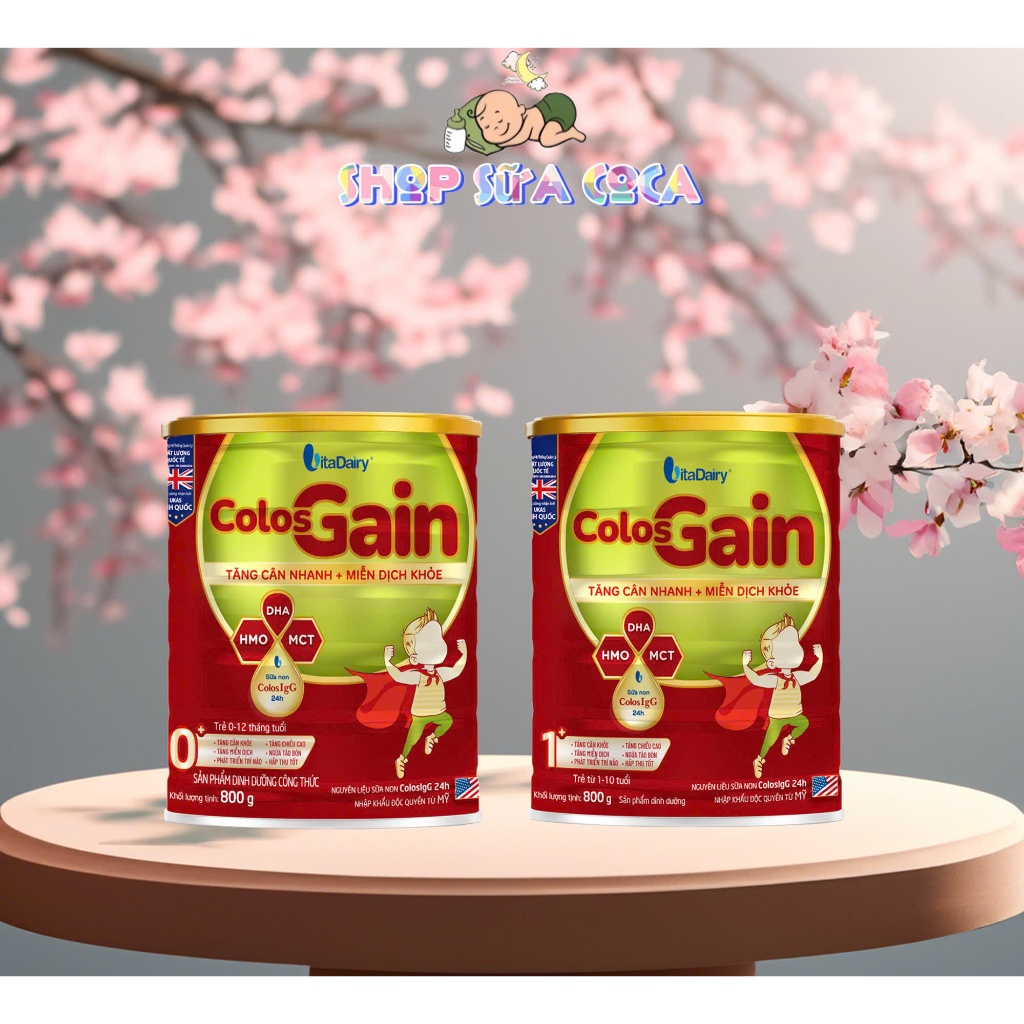Vitadairy-Sữa bột Colos Gain 0+1+ 800gr ( date mới đầy đủ mã QR tích xu ...