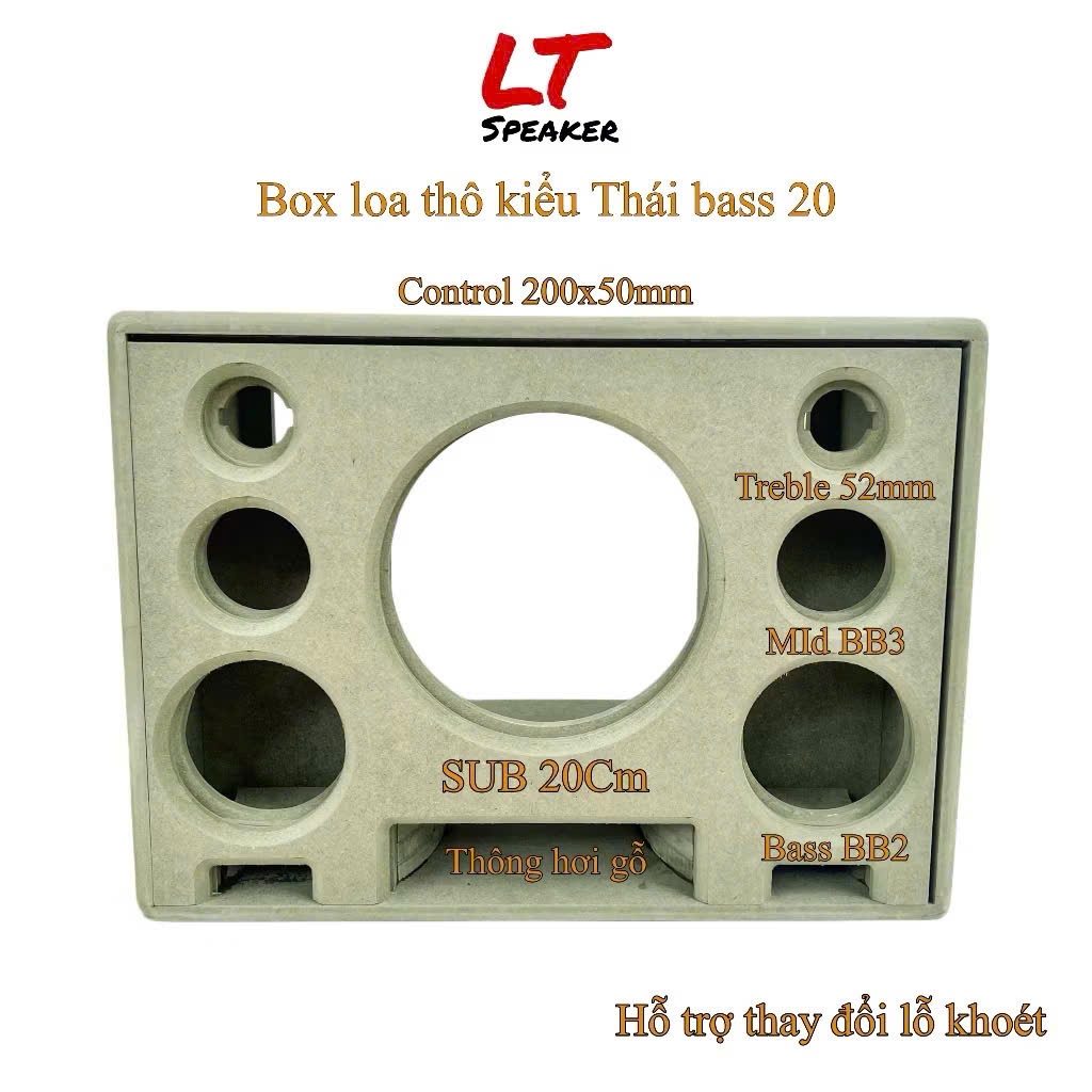 Box loa thô 2.1 bass 20 bass 4 inch mid 2.75inch treble 52mm thông hơi ...