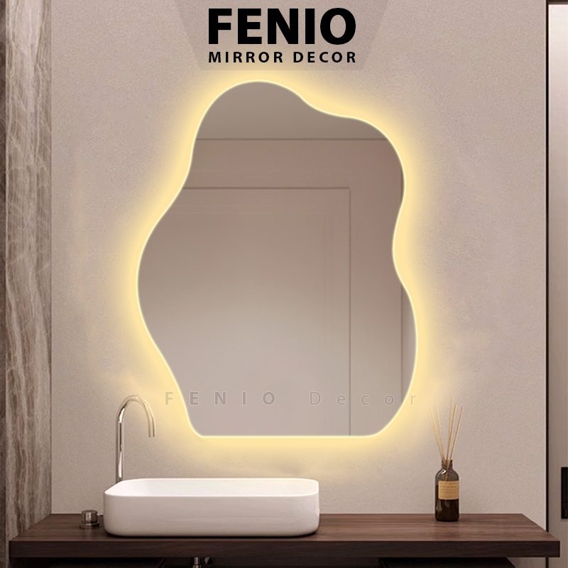 Gương đèn led cảm ứng FENIO DECOR hình hạt đậu lượn sóng nghệ thuật ...