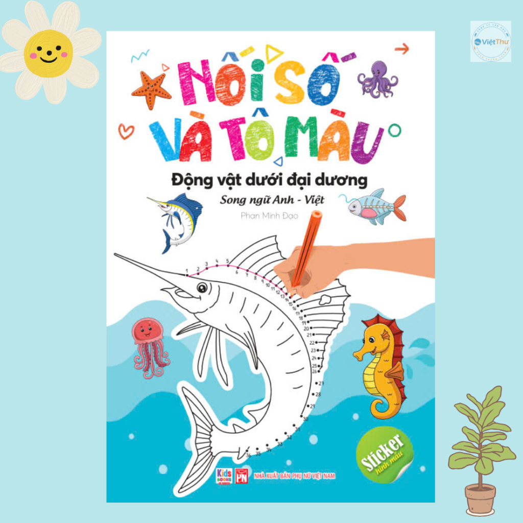Sách Tô Màu Song Ngữ - Nối Số Và Tô Màu - Động Vật Dưới Đại Dương ...