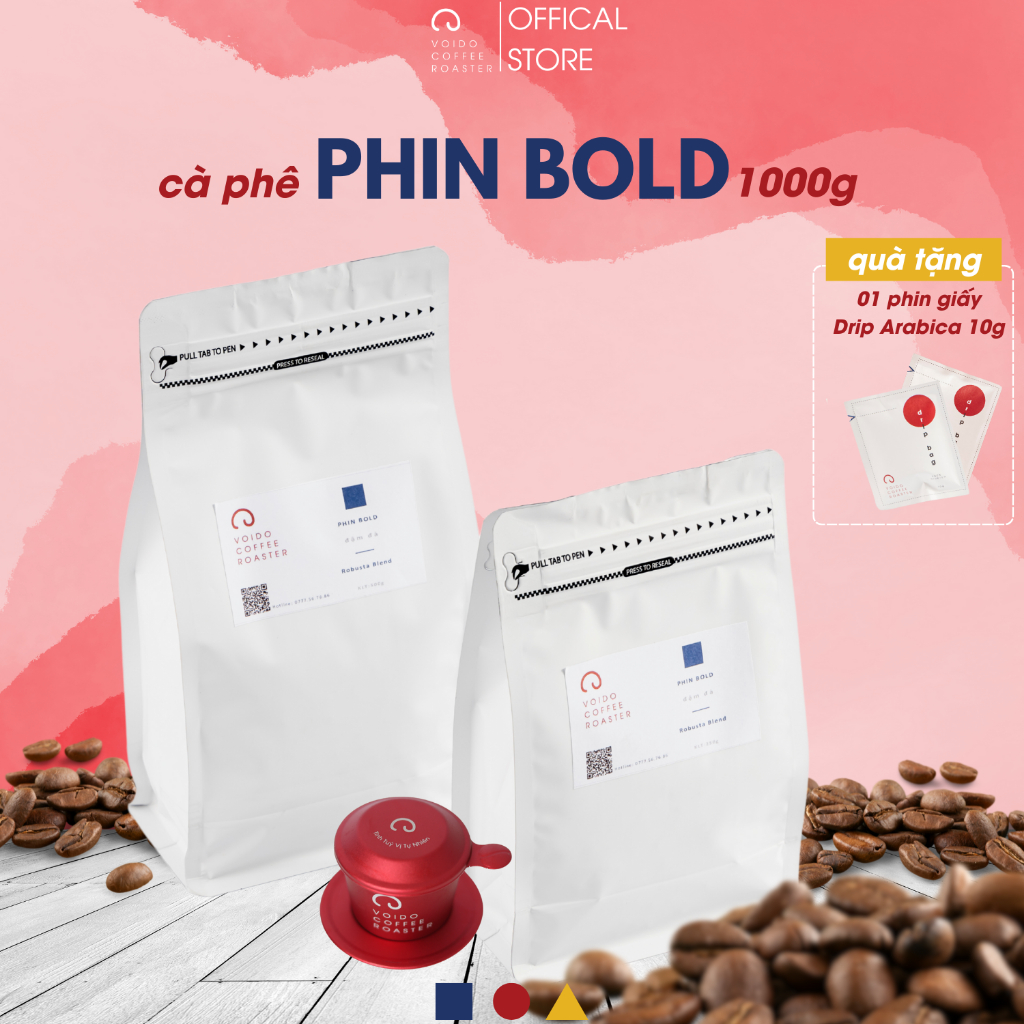 Cà Phê PHIN BOLD Voi Đỏ Túi 1000g từ Lâm Đồng - Nguyên Chất 100% Robusta Đậm Mạnh phù hợp pha ...