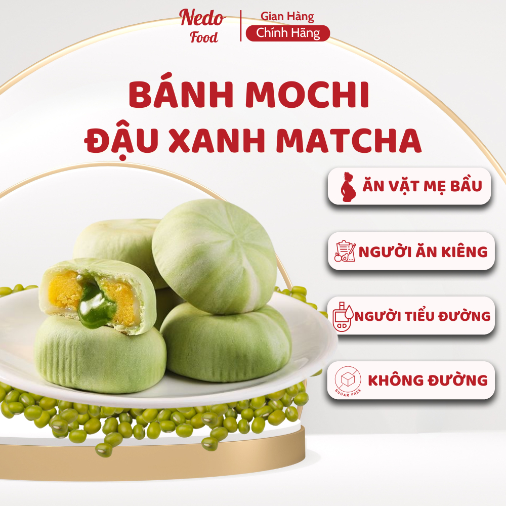 Bánh mochi đậu xanh matcha không đường Nedo Food bánh ăn kiêng thơm ...