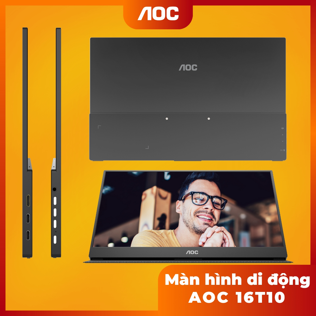 Màn Hình Di Động AOC 16T10 (15.6 inch/FHD/IPS/60Hz/5ms/LOA /USB-C × 2+MINI HDMI 2.0 × 1 ) - Bảo ...
