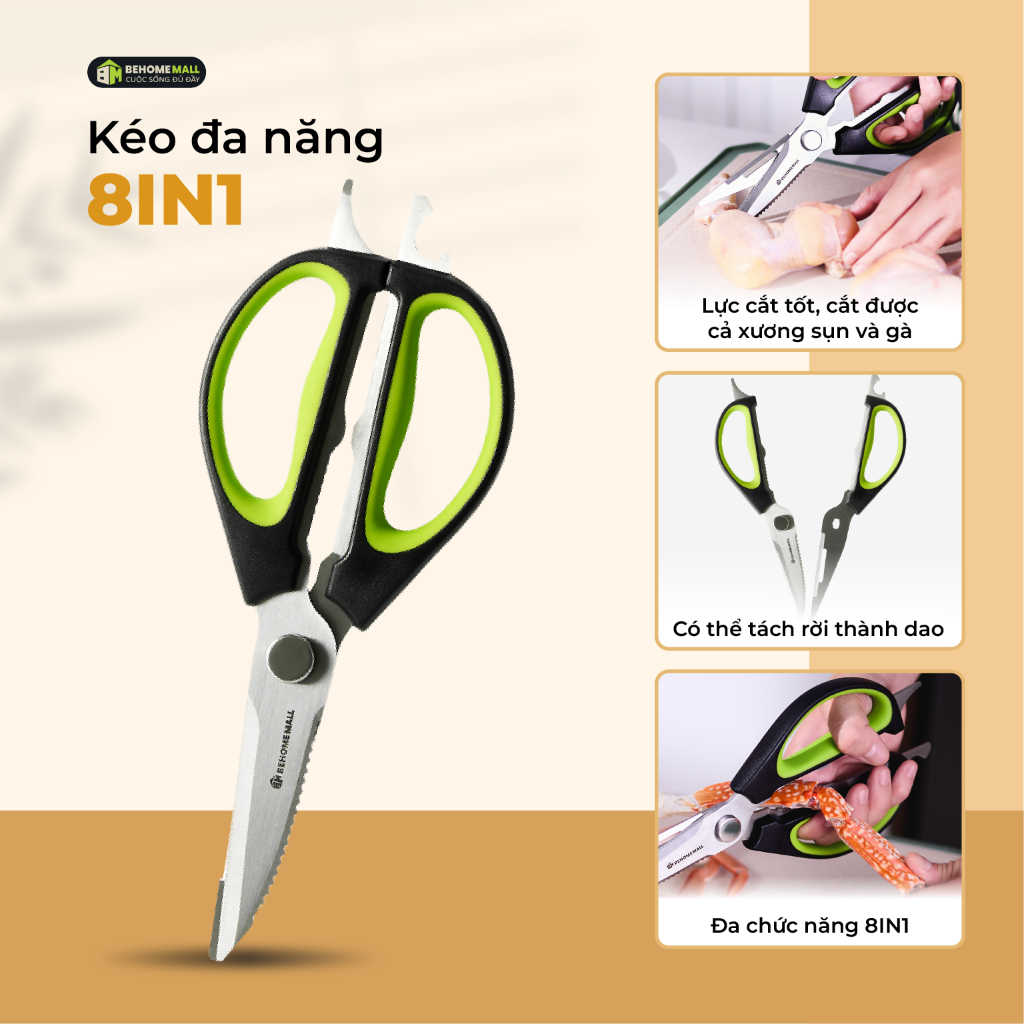 [ DEAL SOCK] Kéo Nhà Bếp Đa Năng BehomeMall - Lưỡi Kéo Bằng Thép Không ...