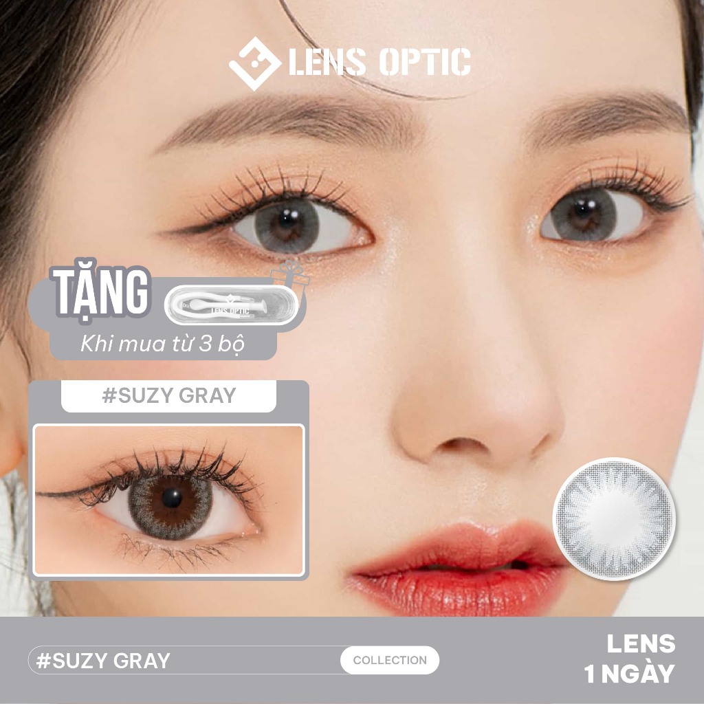 Kính áp tròng 1 ngày Clalen Iris 1 Day màu Suzy Gray – Lens xám tự nhiên, chống UV - LENS OPTIC ...