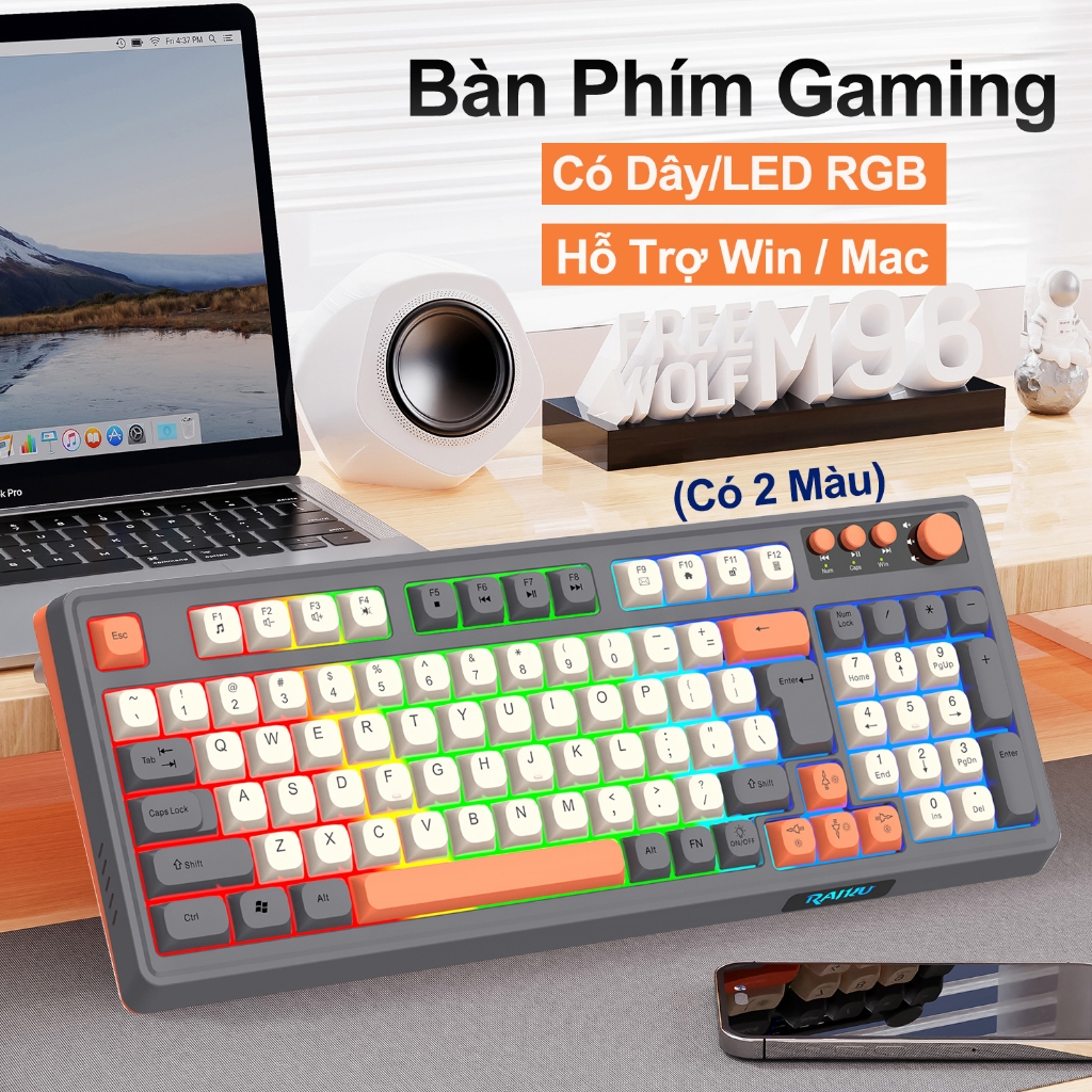 Bàn phím giả cơ gaming-Bàn phím chơi game thiết kế 98 phím,Màu cực đẹp ...