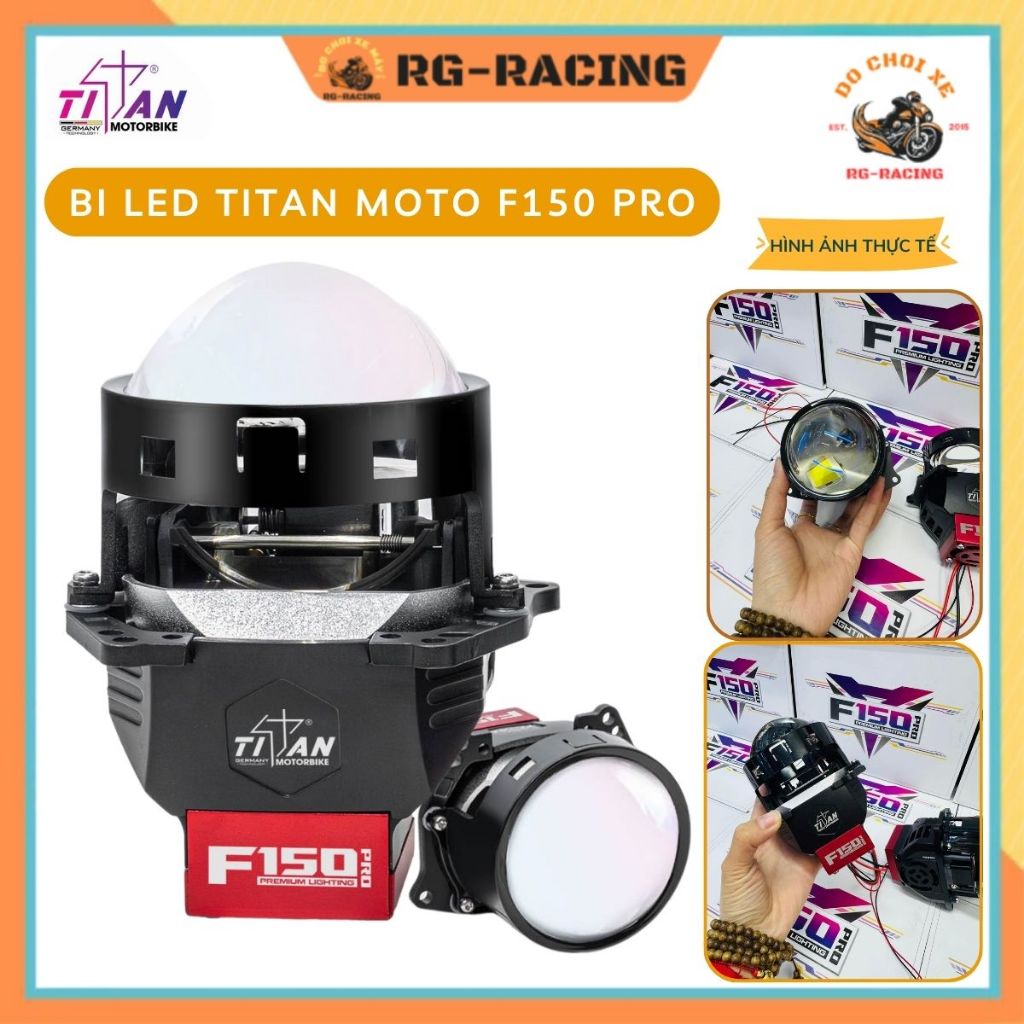 Bi LED Titan Moto F150 Pro 60W – Tản Nhiệt Kép Hai Quạt, Chóa Phản Xạ ...