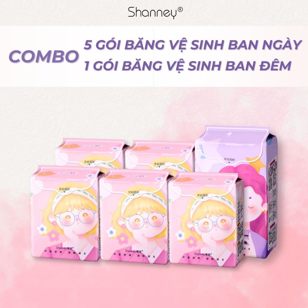 Combo 5 gói băng vệ sinh ban ngày tặng gói 1 ban đêm Ultra Thin Shanney ...