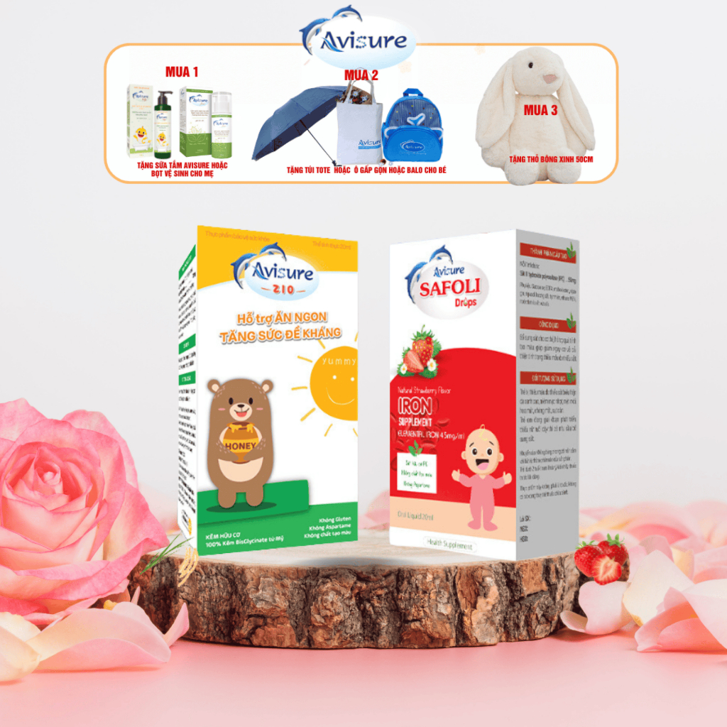 Kẽm Avisure Zio và Sắt Avisure Safoli giúp con ăn ngon tăng đề kháng ...