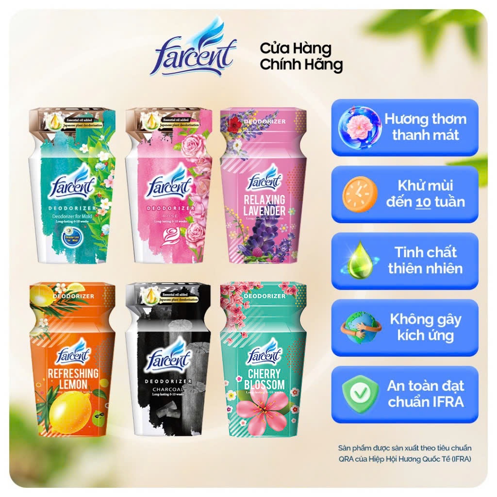 Hộp toả hương khử mùi thanh lọc không khí Farcent hương dịu nhẹ 300ml cho bếp, phòng khách, nhà ...