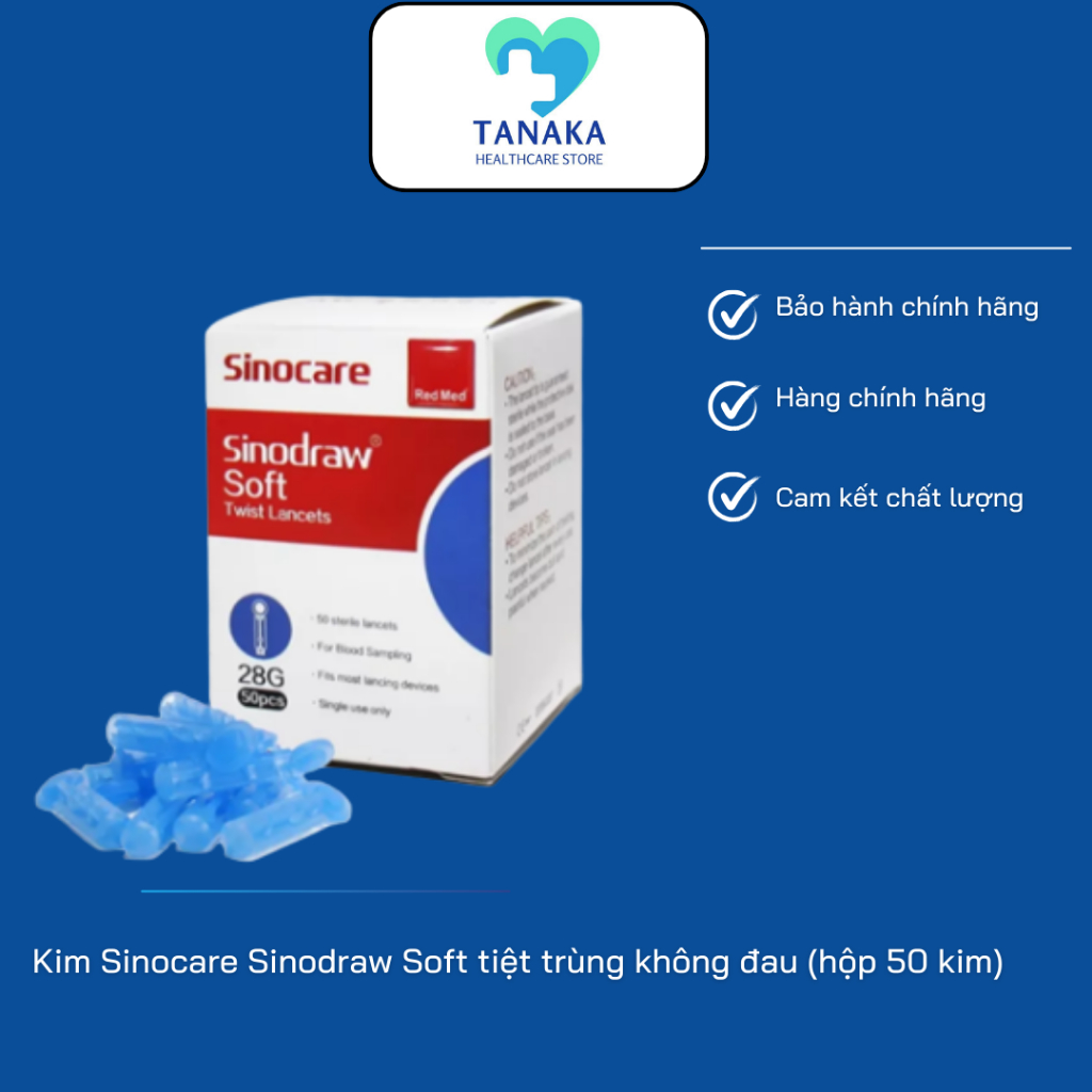 Kim Sinocare Sinodrawv Soft tiệt trùng không đau (hộp 50 kim) | Shopee ...