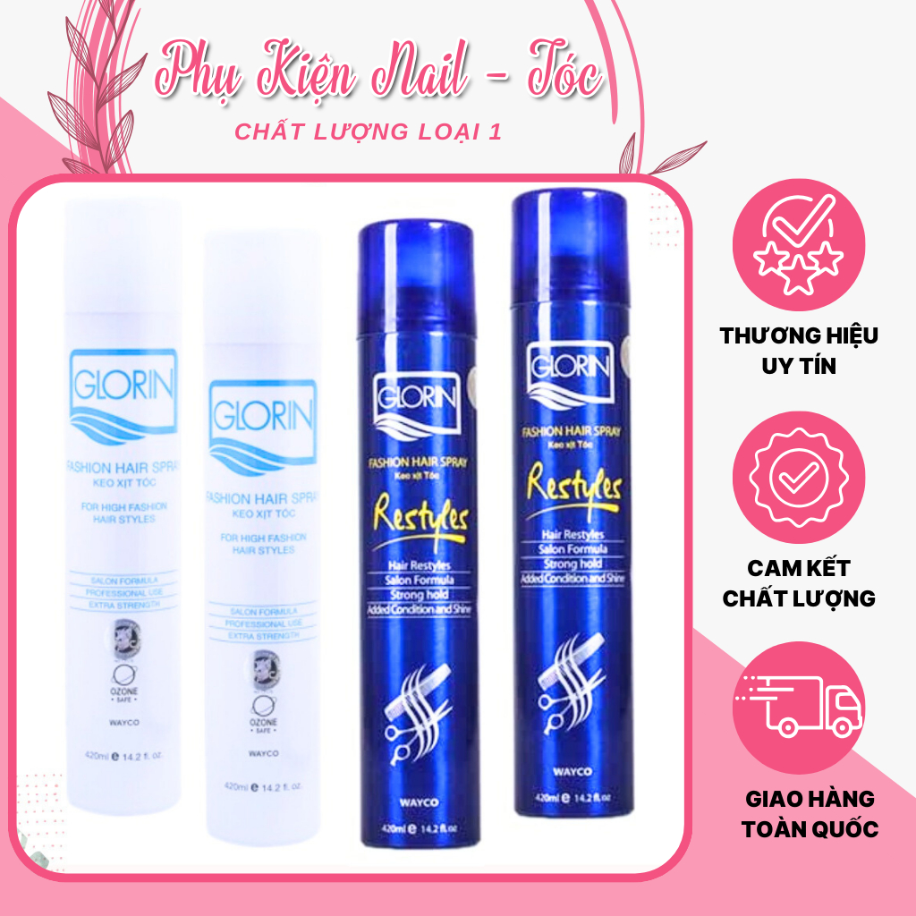 Keo Xịt Tóc Cứng Glorin Xanh Tạo Kiểu Tóc Cho Nam Nữ 420ML | Shopee ...