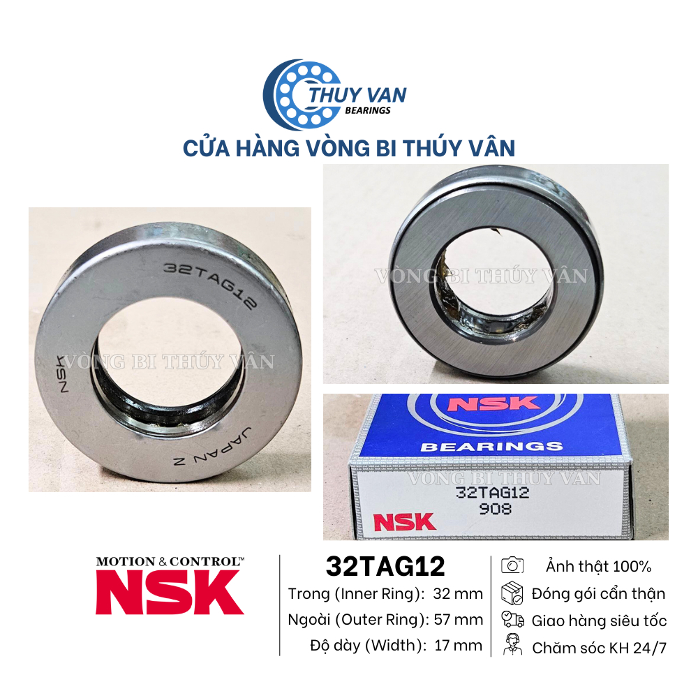 Vòng bi bạc đạn chà, tỳ, bi cầu, hạt tròn xe nâng 32TAG12 (32x57x17 ...