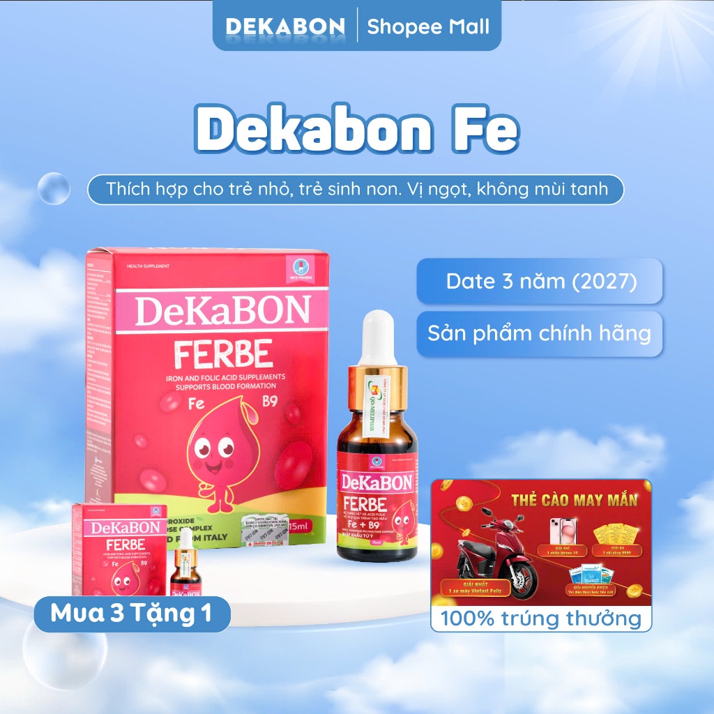 Sắt hữu cơ cho bé Dekabon Fe - giảm nguy cơ thiếu máu, cải thiện chức ...