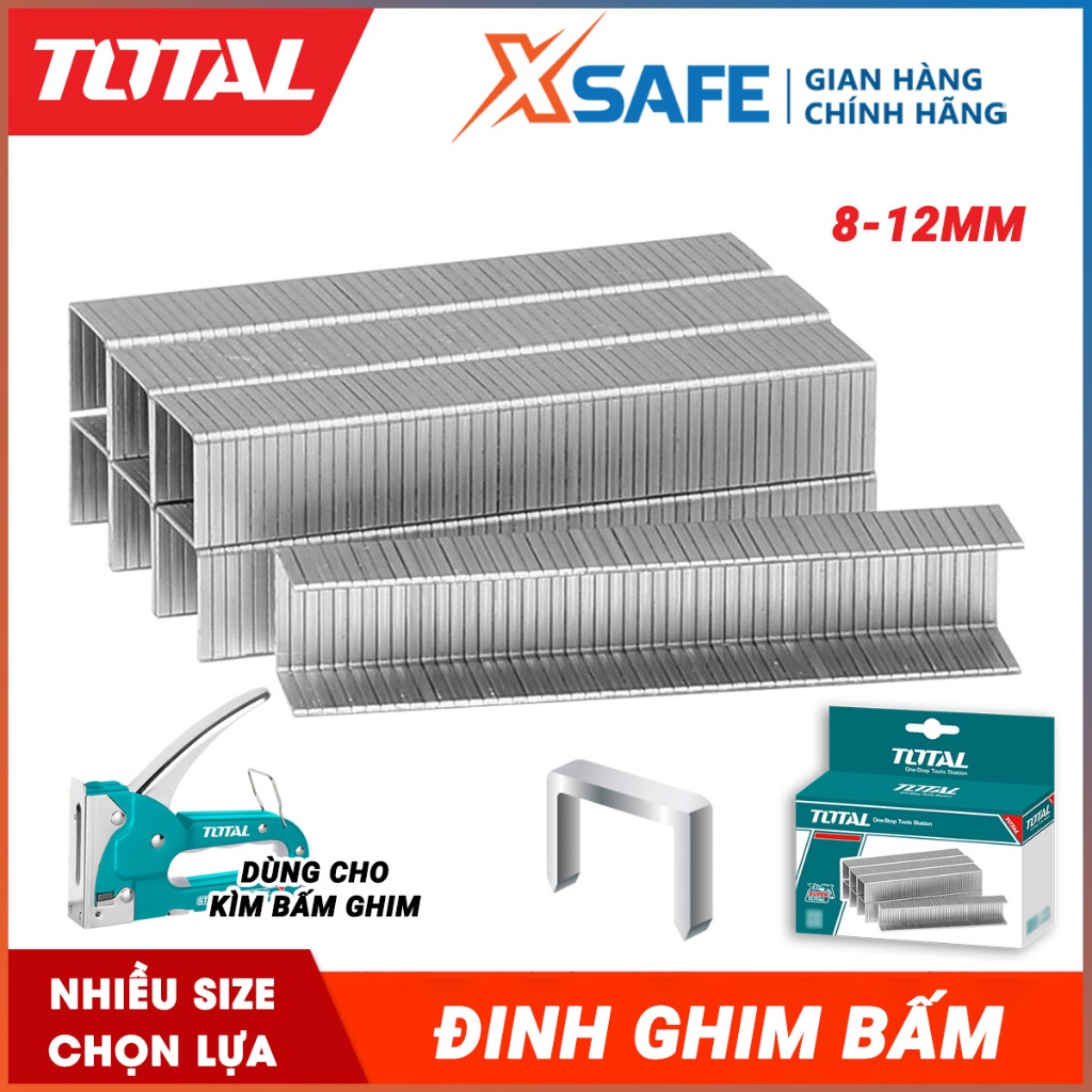 Đinh ghim bấm vuông TOTAL nhiều kích thước 8-12mm, độ dày ghim 0.7-1 ...