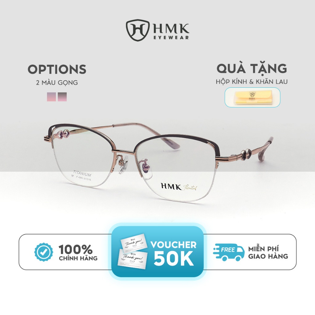 Kính Mắt Mèo HMK Eyewear Kim Loại Titanium Chắc Chắn Nhẹ Mặt Thời Trang ...