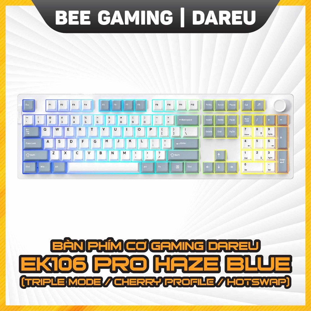 Bàn phím cơ không dây Dareu – EK106 PRO – Haze Blue (Multi-modes ...