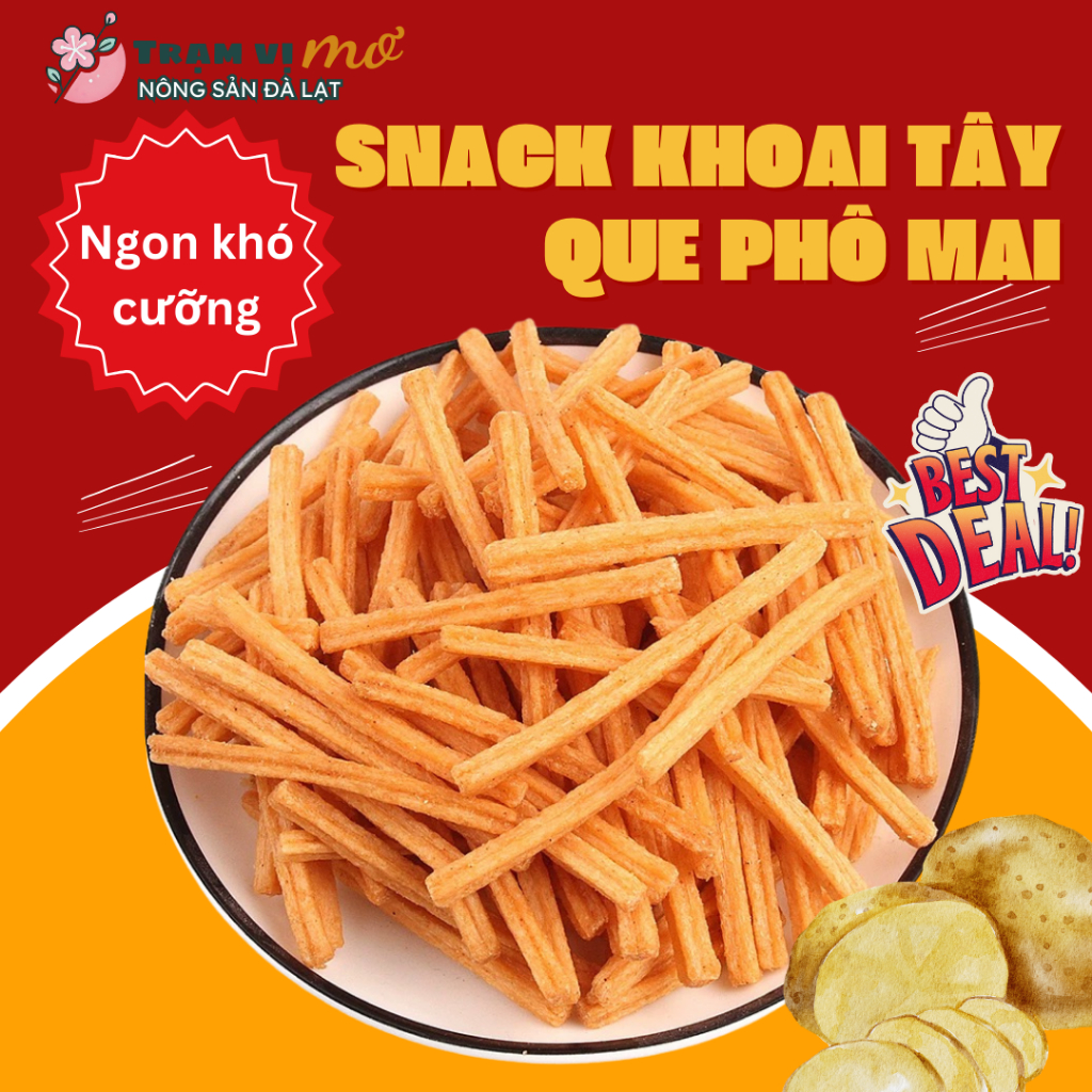 Snack Khoai Tây Que Phô Mai Sấy Giòn, Túi Zip 250gr | Ăn vặt Đà Lạt ...