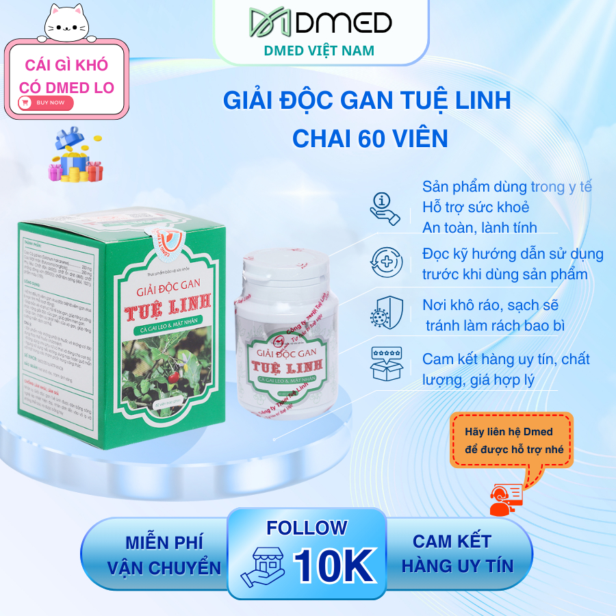 Thực phẩm bảo vệ sức khỏe Giải độc gan Tuệ Linh Chai 60 Viên , DMED cam kết uy tín | Shopee Việt Nam