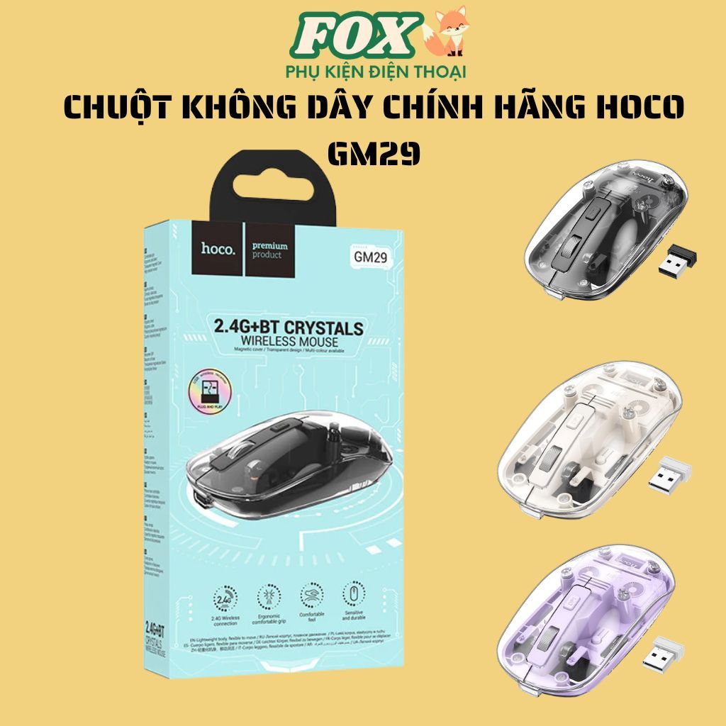 Chuột Không Dây Chính Hãng Hoco GM29 – Thiết Kế Trong Suốt, 2 Chế Độ ...