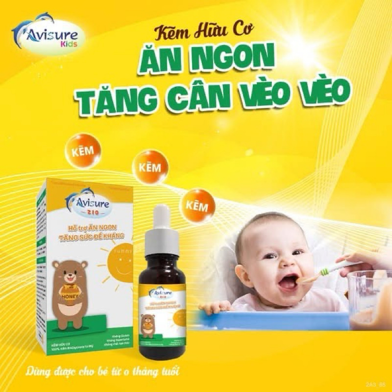 Kẽm cho bé Avisure Zio bổ sung kẽm hữu cơ cho trẻ sơ sinh giúp ăn ngon ...