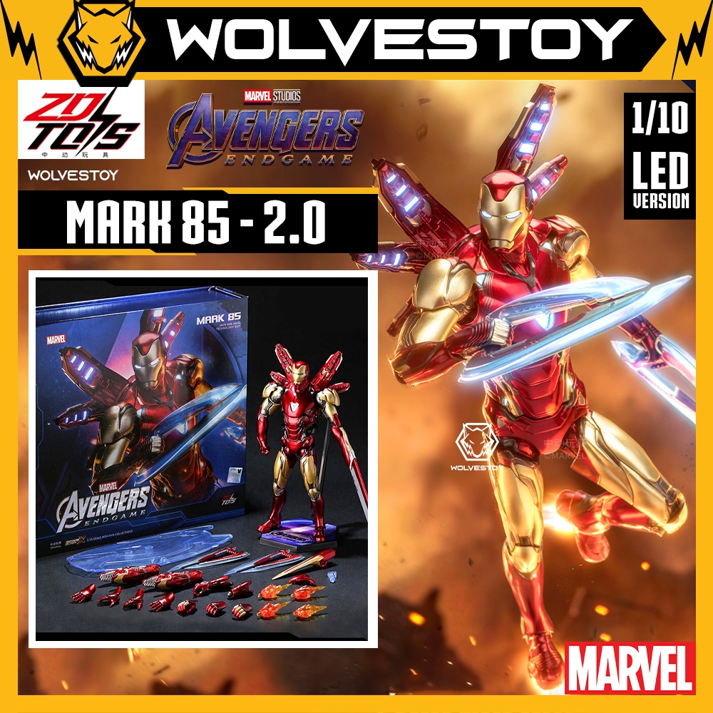 Mô hình Chính Hãng ZD Toys Marvel Avengers End Game Iron Man MK85 2.0 Led ver 1/10 Action Figure ...