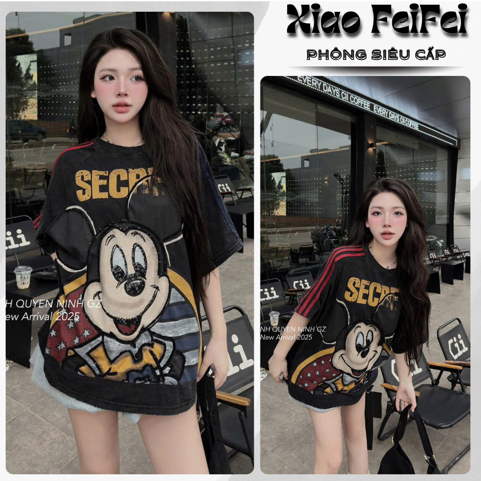 Áo phông Nữ Dáng Rộng in Hình mickiye Viền Tay nhỏ siu hot- Hàng Quảng ...