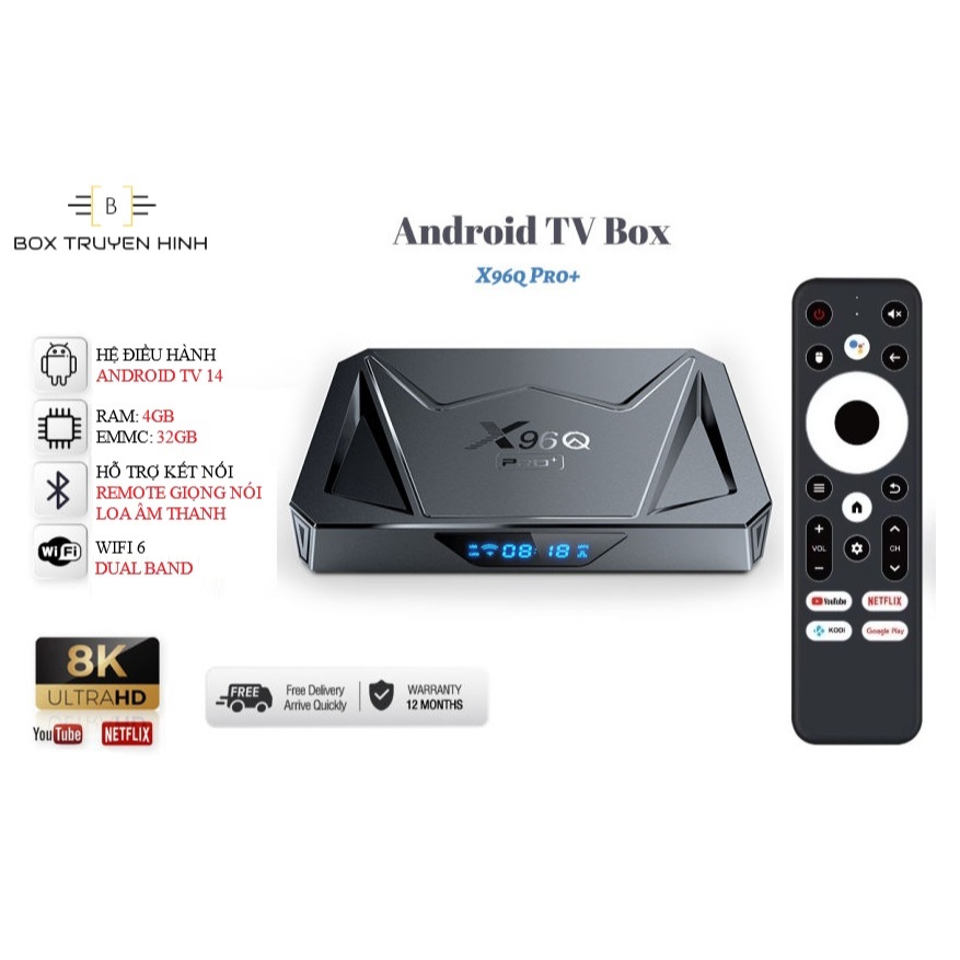 Enybox X96Q Pro Plus Ram 4/32, CPU Allwinner H728, Ram 4GB, Rom 32GB, LAN 1000M, Dual Wifi 6 ...