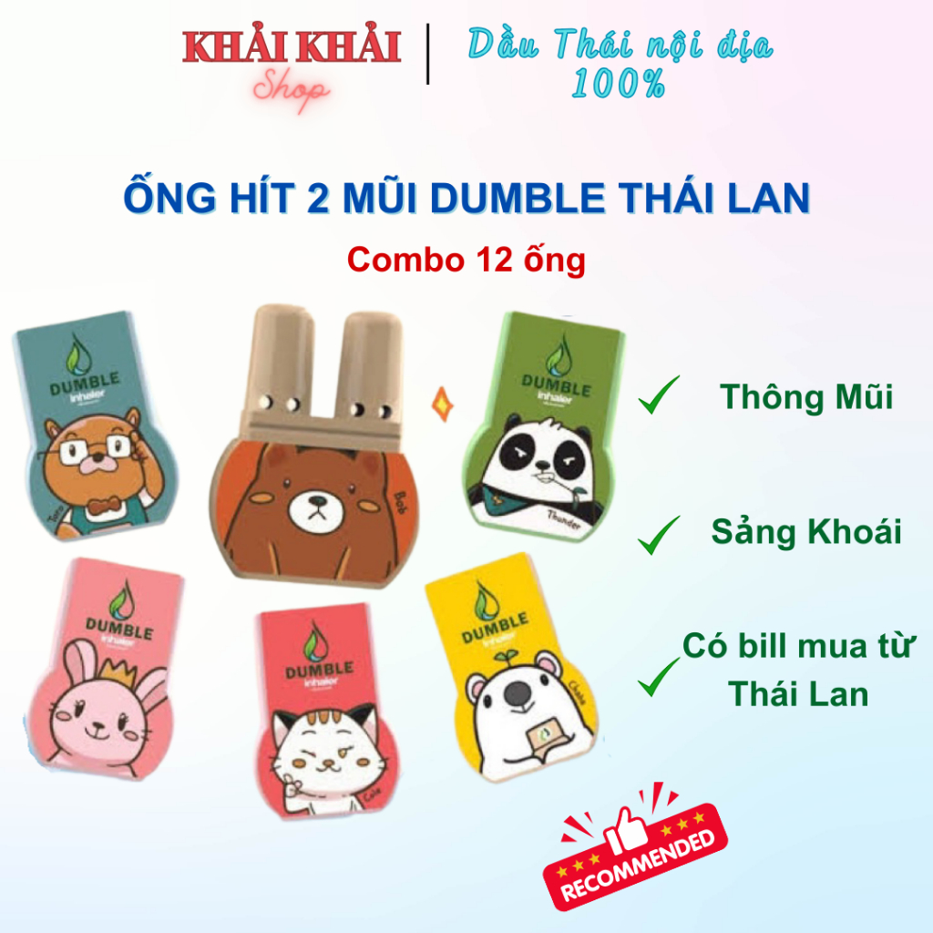 [combo 12] Ống hít thông mũi 2 đầu Thai Herb Double Inhaler, Ống hít ...