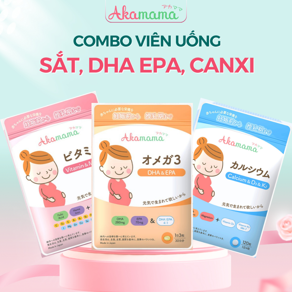 Combo Viên Uống Sắt, Acid Folic, Vitamin Tổng Hợp, Khoáng Chất, DHA ...