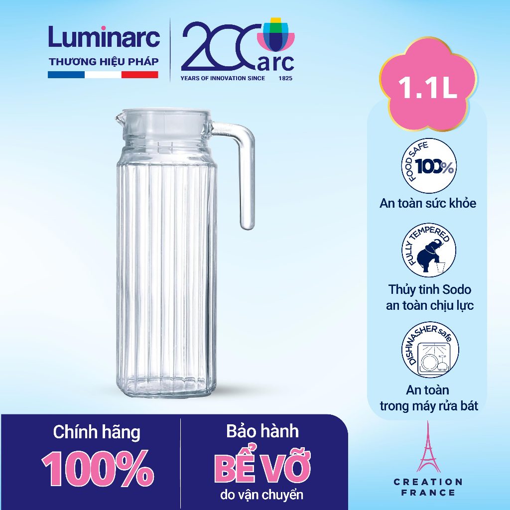 Bình thủy tinh đựng nước Luminarc Quadro 1.1L G2666 | Hàng chính hãng ...