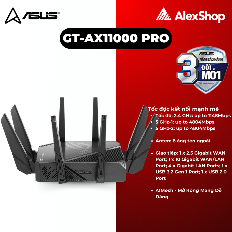 [AX11000] Router Wifi 6 Gaming Asus ROG GT-AX11000 PRO 3 Băng Tần, AI ...