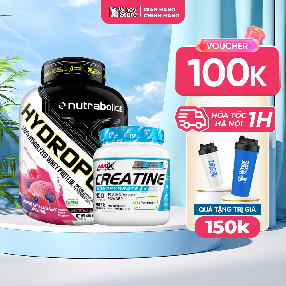 Combo Sữa Tăng Cơ Nutrabolics Hydropure 100% Hydrolyzed 4.5lbs + Amix Creatine Creapure Chính ...