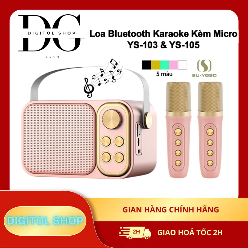 Loa Bluetooth Mini Karaoke Kèm Micro YS-105 - Pin Trâu, Âm thanh vs Bass mạnh mẽ, Bảo Hành 12 ...
