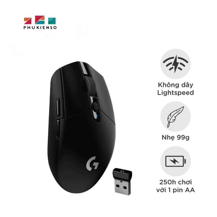 Chuột gaming không dây Logitech G G304 LIGHTSPEED - Hero 12K DPI, Nhẹ 99g, 6 nút lập trình, Pin ...