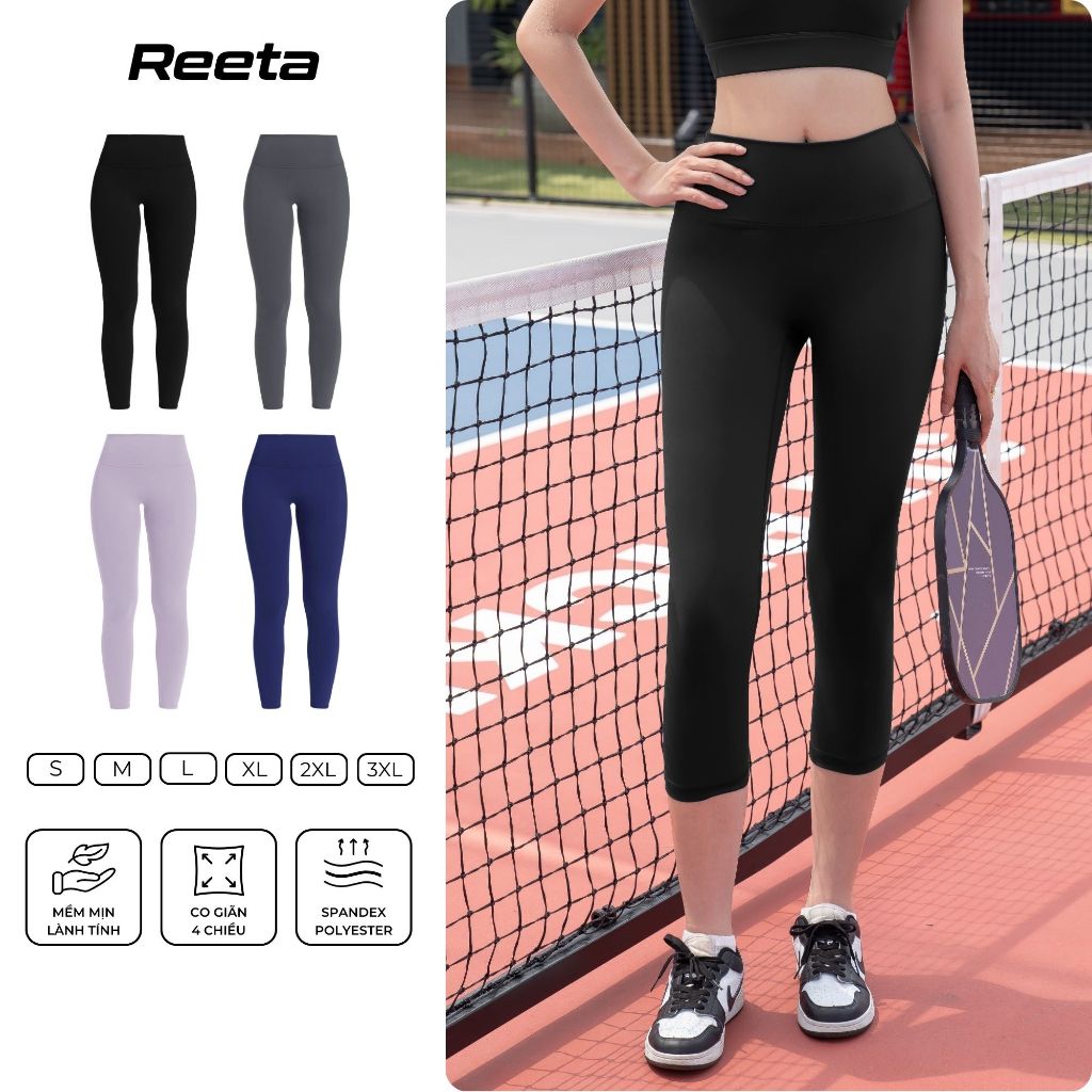 Quần thể thao legging lửng dài Qua Gối Nữ Thương Hiệu REETA,Tập Gym ...