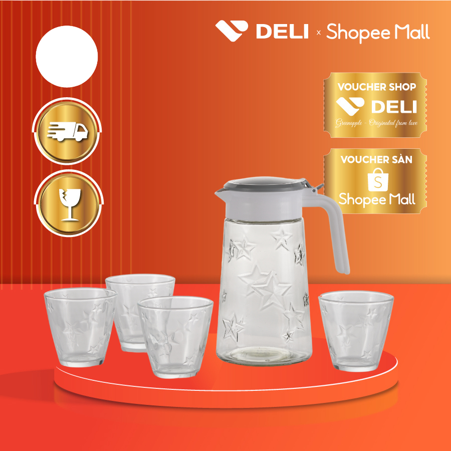 Bộ Bình Ly Thủy Tinh Deli Elegant 5 món - DEA-XY/L5 | Shopee Việt Nam