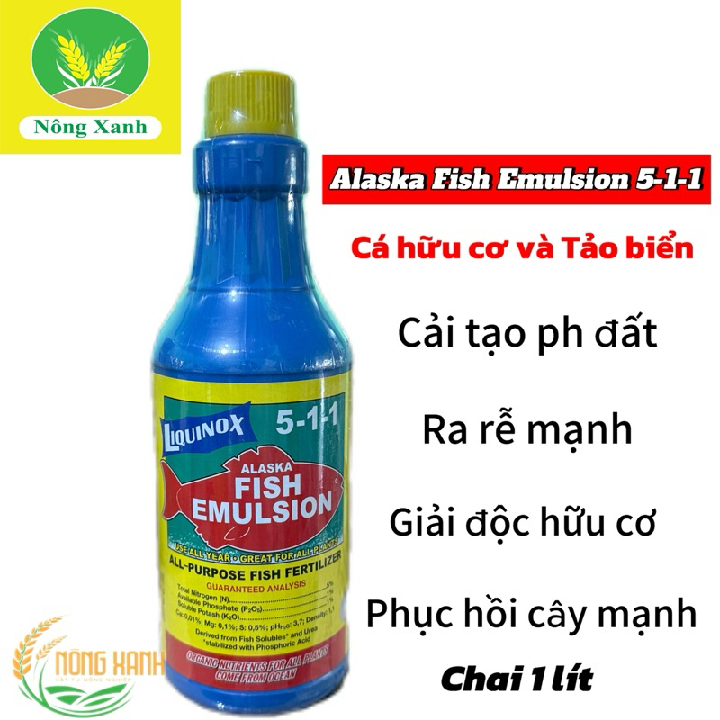 Phân bón lá Growmore Alaska Fish Emulsion 5-1-1 Cá hữu cơ và Tảo biển 1 ...